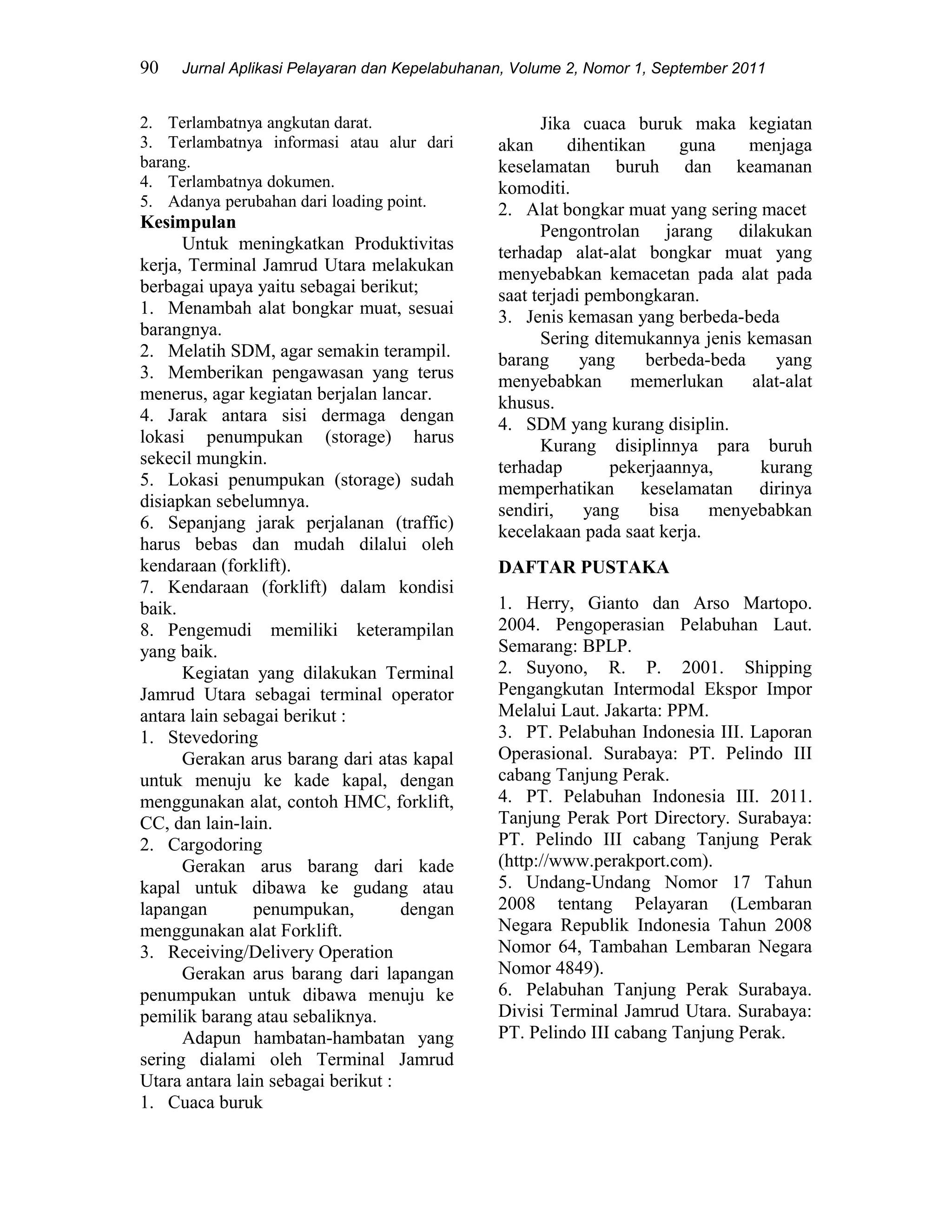 JURNAL PDP VOL 2 NO1 Benny Agus Setiono Operasional Bongkar Muat ...