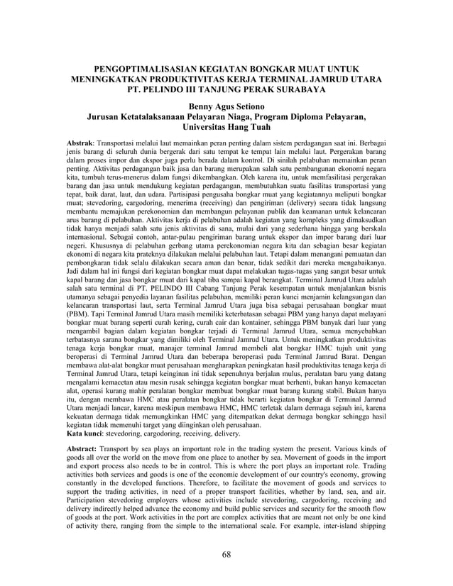 JURNAL PDP VOL 2 NO1 Benny Agus Setiono Operasional Bongkar Muat Terminal Jamrud Utara | PDF