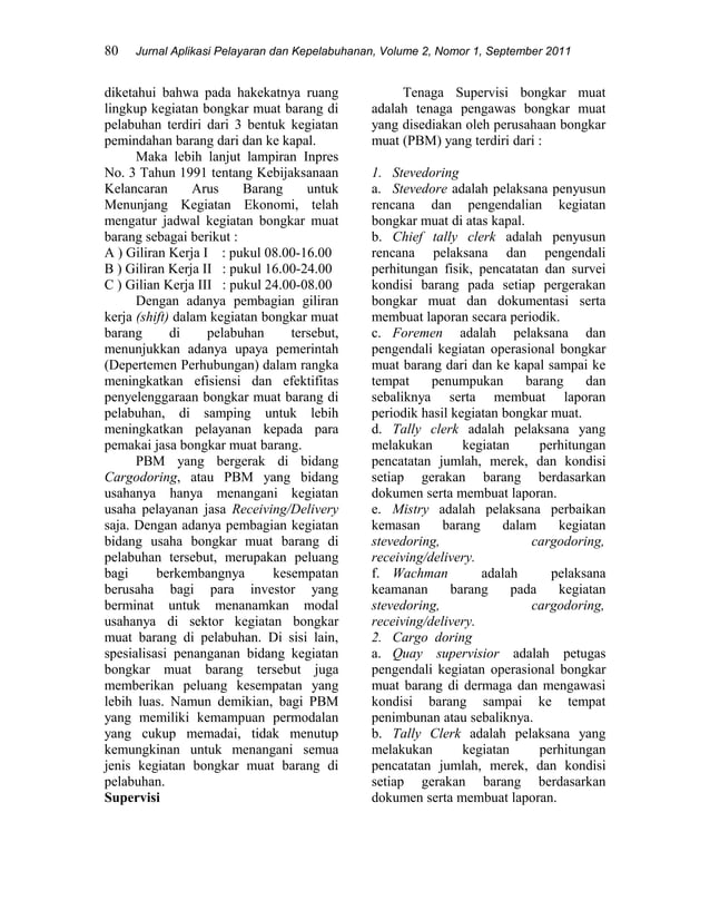 JURNAL PDP VOL 2 NO1 Benny Agus Setiono Operasional Bongkar Muat Terminal Jamrud Utara | PDF