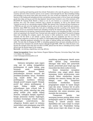 JURNAL PDP VOL 2 NO1 Benny Agus Setiono Operasional Bongkar Muat ...