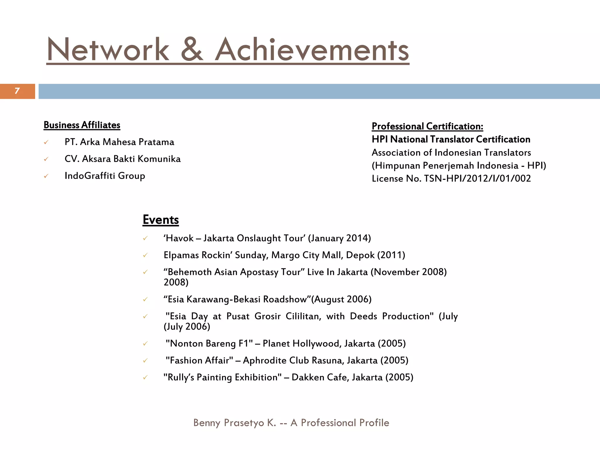 Benny Prasetyo - The Professional Profile | PDF