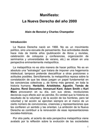 Benoist manifiesto 2000 nueva derecha | PDF