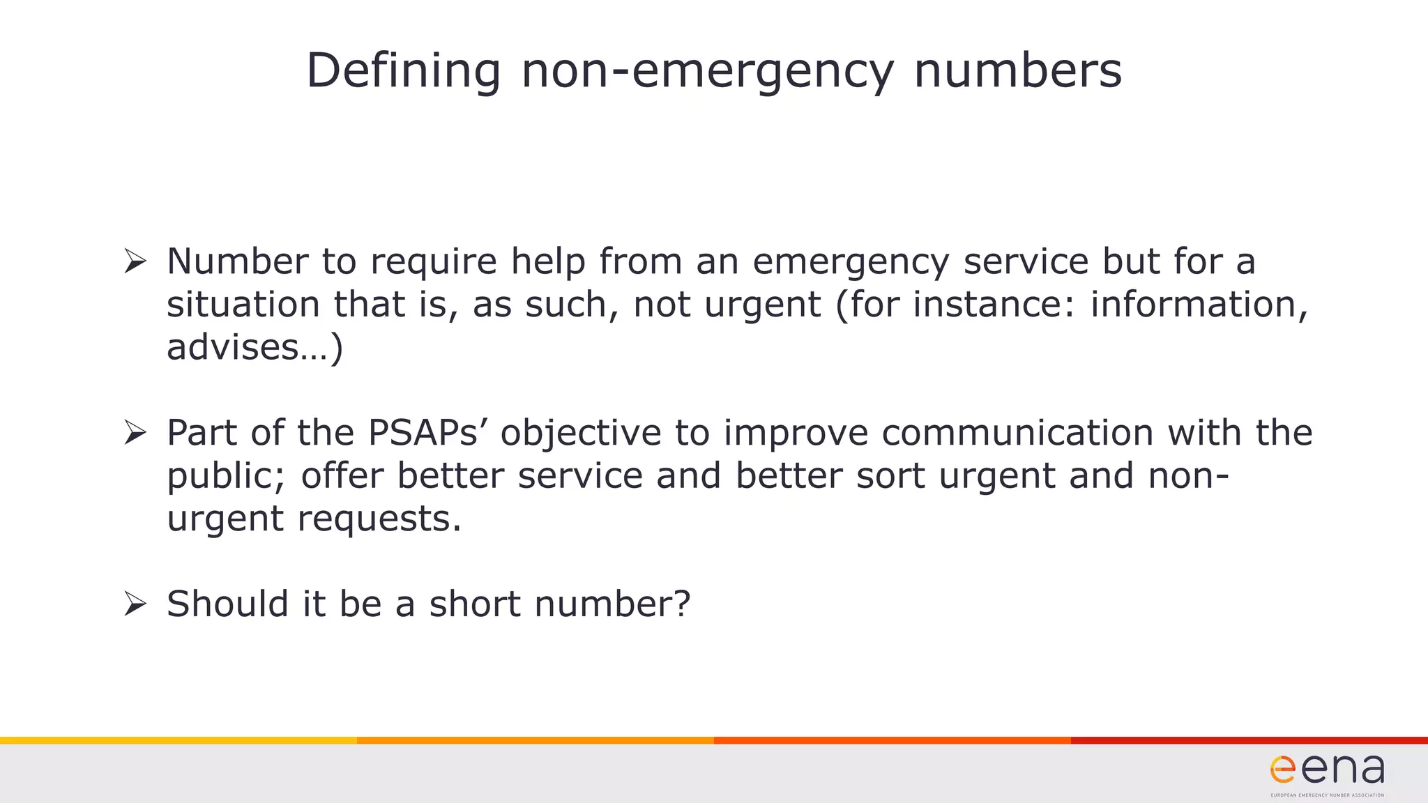 EENA 2021: Non-emergency numbers (1/4) | PPT