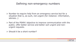 EENA 2021: Non-emergency numbers (1/4) | PPT