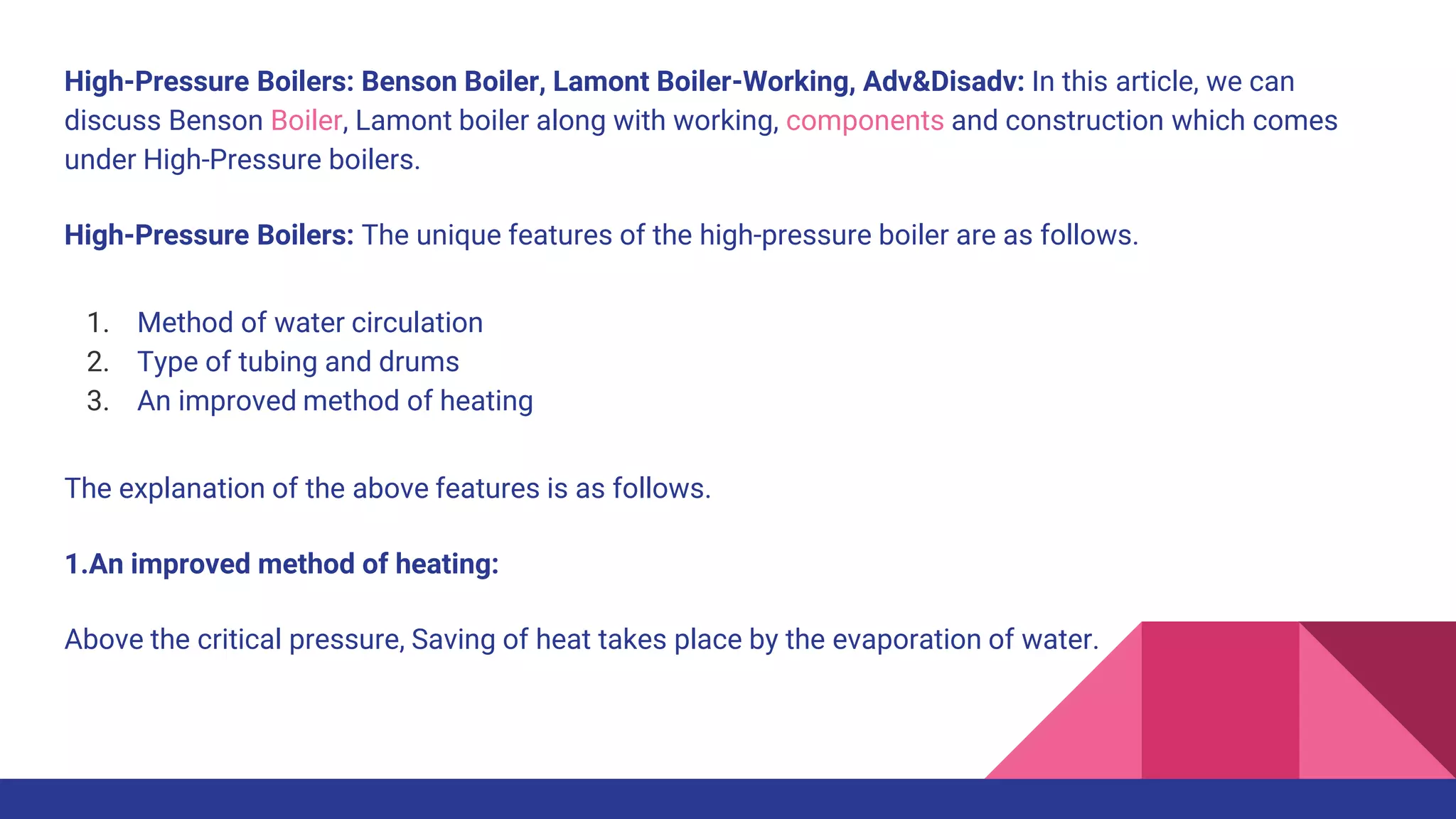 Benson boiler-Explanation, Working, Advantages: | PPTX