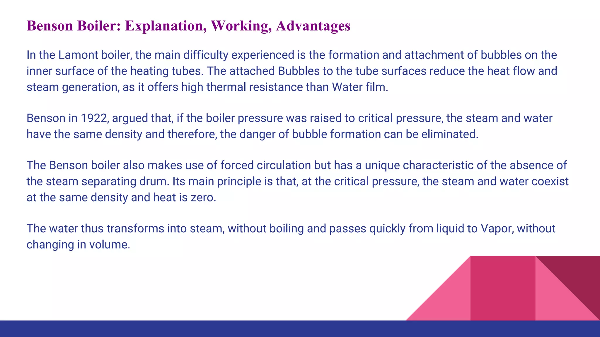 Benson boiler-Explanation, Working, Advantages: | PPTX