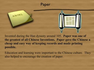 Ancient Chinese Inventions Paper