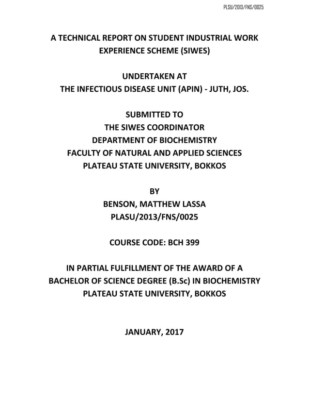 SIWES TECHNICAL REPORT | PDF