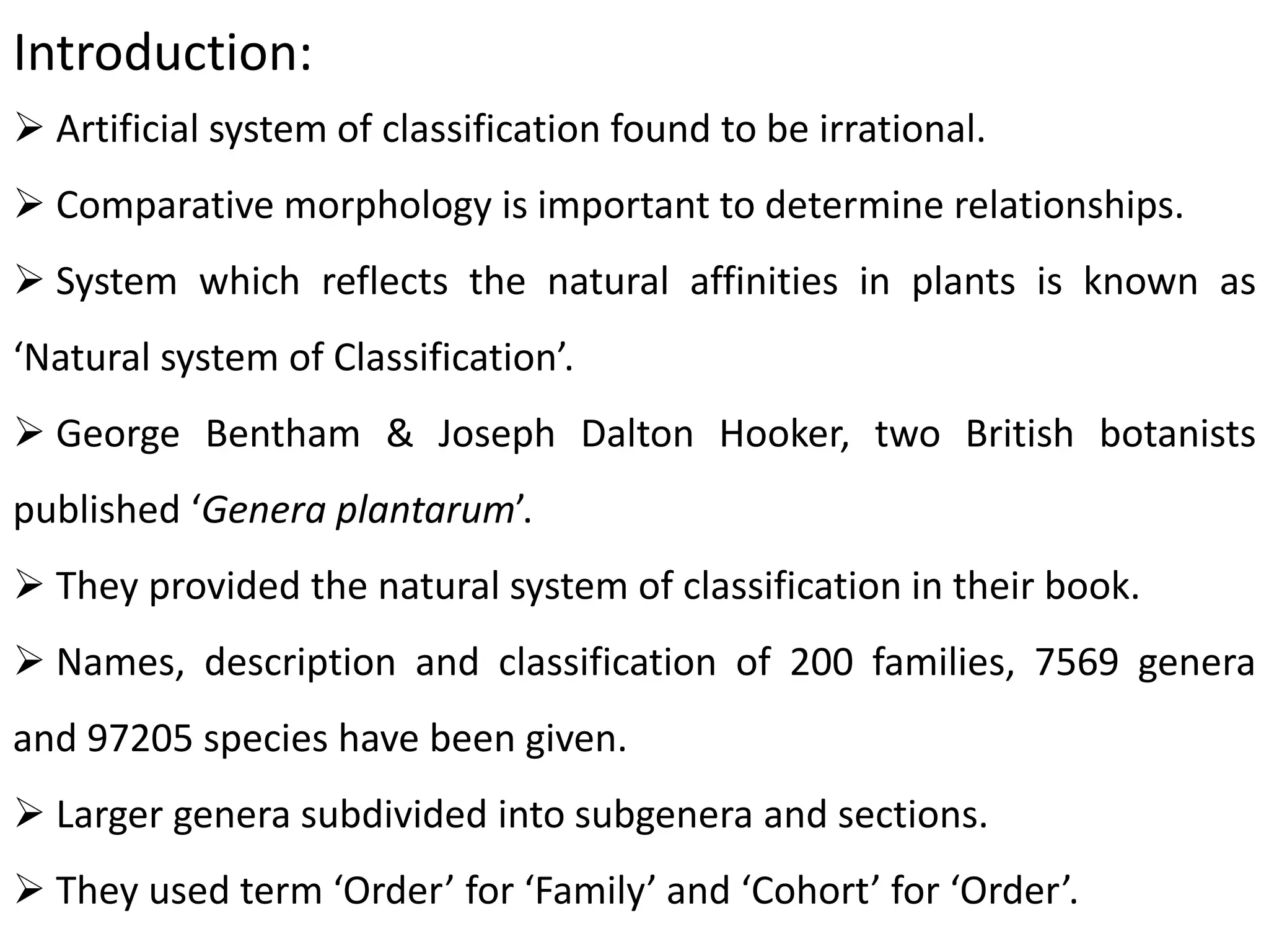 Bentham and hooker system of classification | PPTX