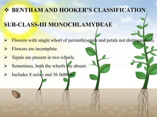 Classification of Plants : Bentham & Hooker | PPTX