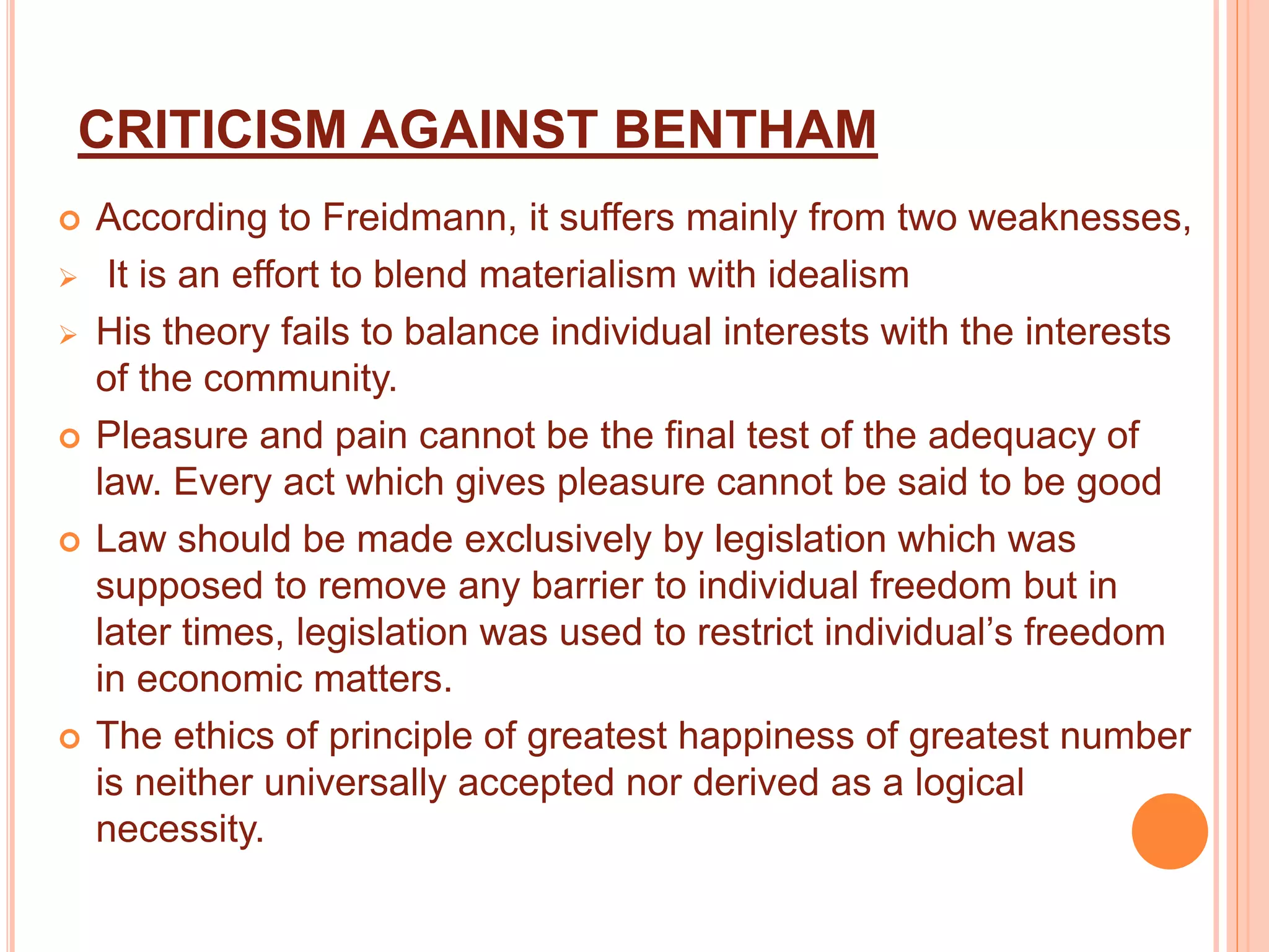 Bentham’s theory of law | PPTX