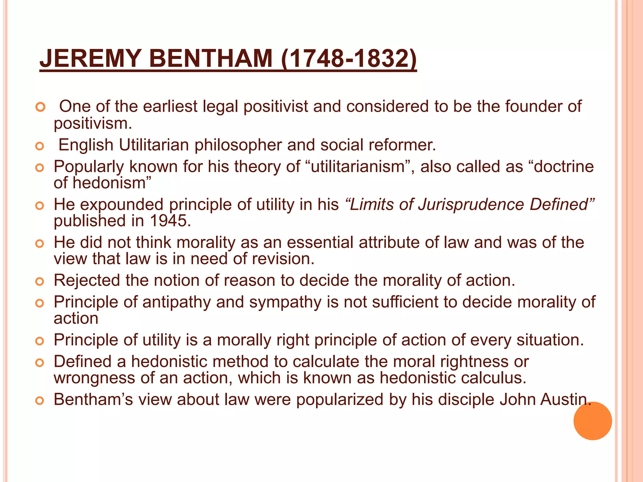 Bentham’s theory of law | PPTX
