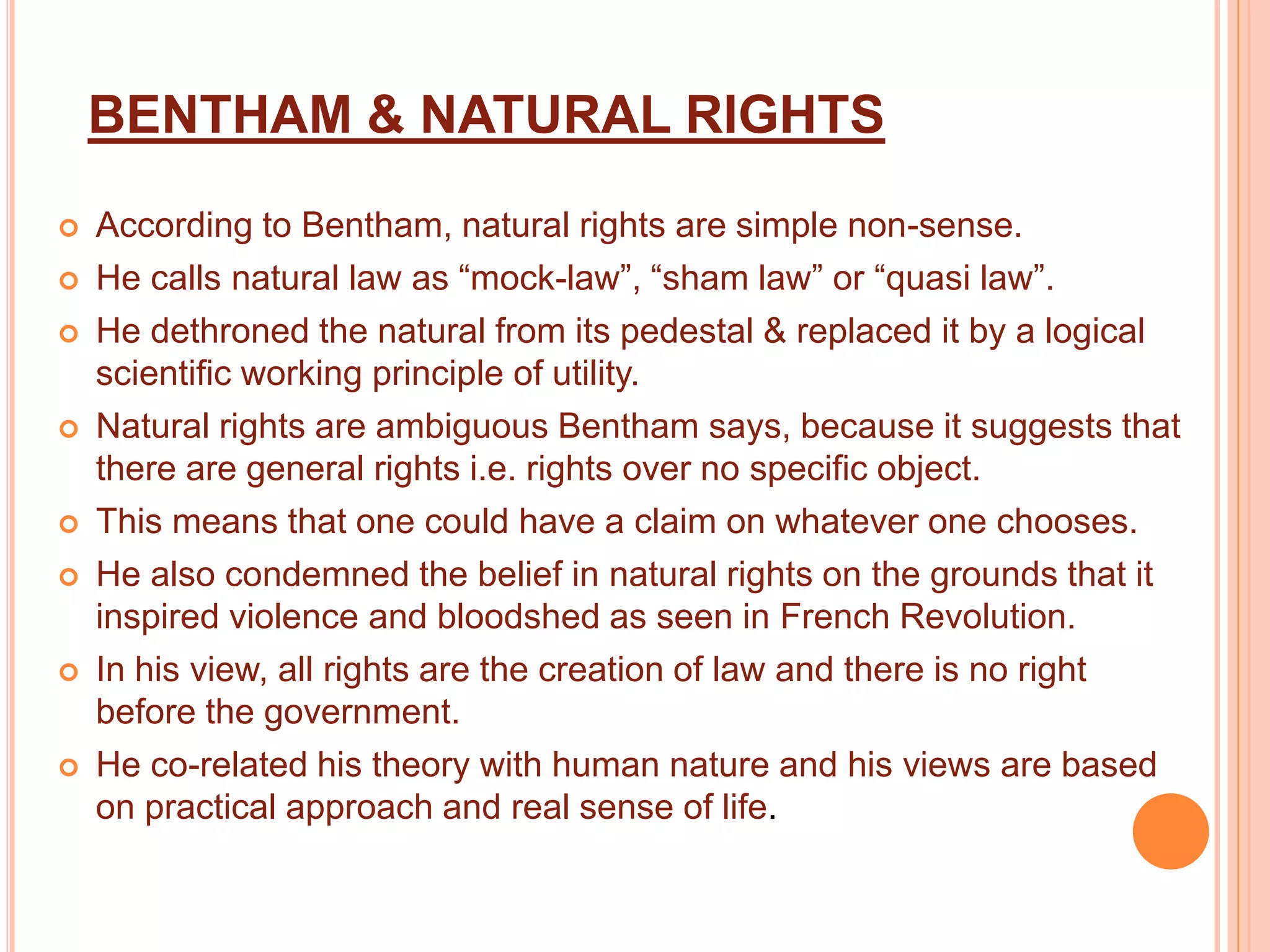 Bentham’s theory of law | PPTX