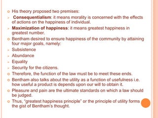 Bentham’s theory of law | PPTX