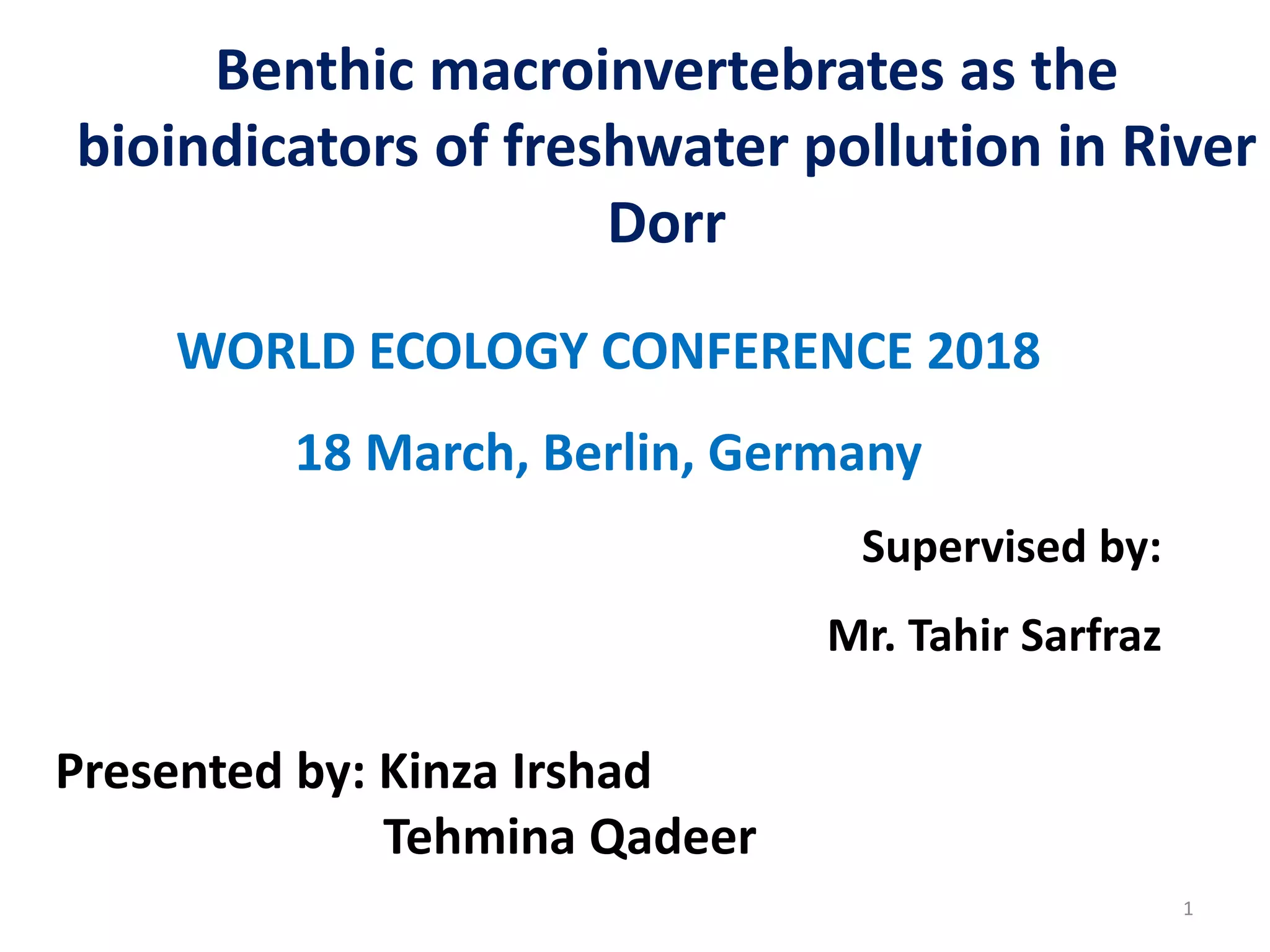 Benthic macroinvertebrates as the bioindicators of freshwater polluton ...