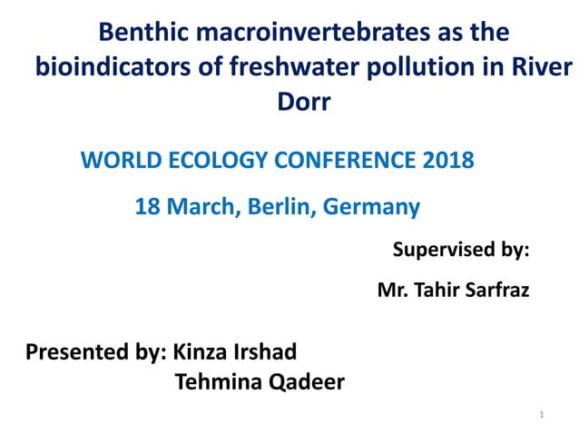 Benthic macroinvertebrates as the bioindicators of freshwater polluton ...