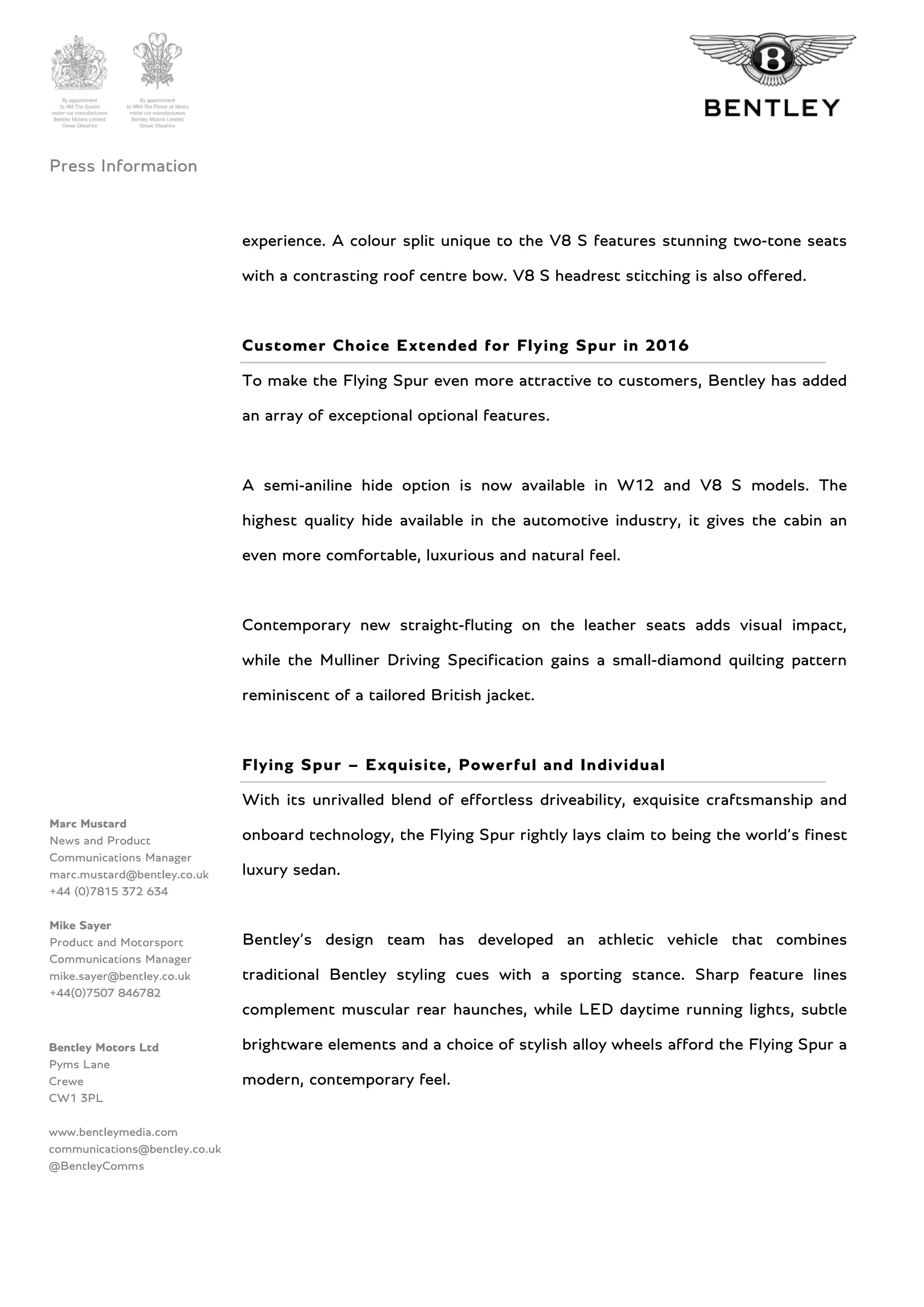 Bentley Continental Flying Spur V8 S | PDF