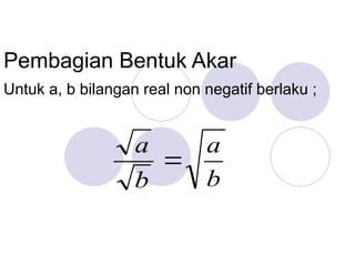 bentuk-akar.dan log kelas 10 semseter 2ppt | PPT