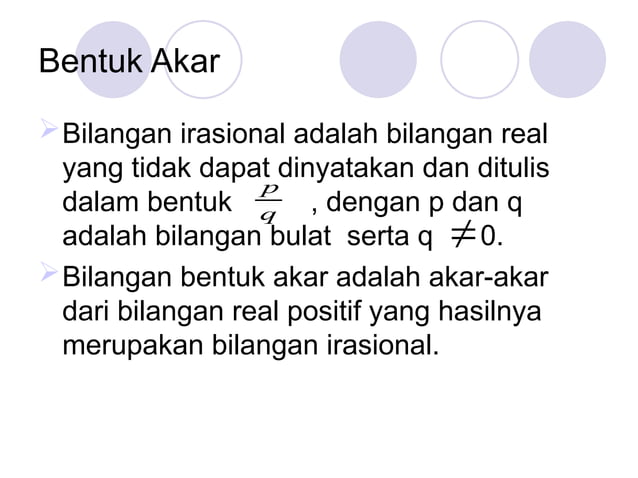 bentuk-akar.dan log kelas 10 semseter 2ppt | PPT