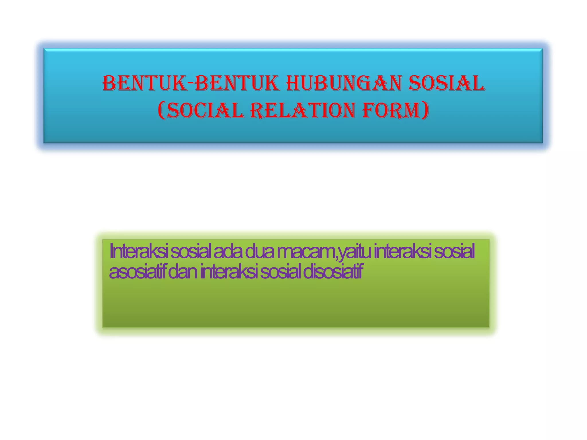 Bentuk bentuk hubungan sosial | PPTX