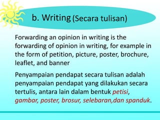 Bentuk bentuk mengemukakan pendapat | PPTX