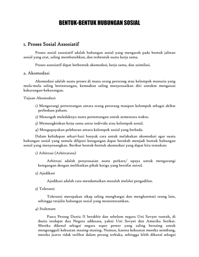 Bentuk-Bentuk Hubungan Sosial | DOCX