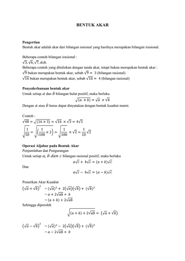 Bentuk akar | PDF