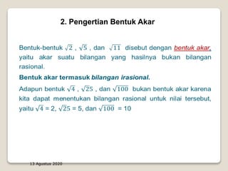 Bentuk akar kelas x | PPTX