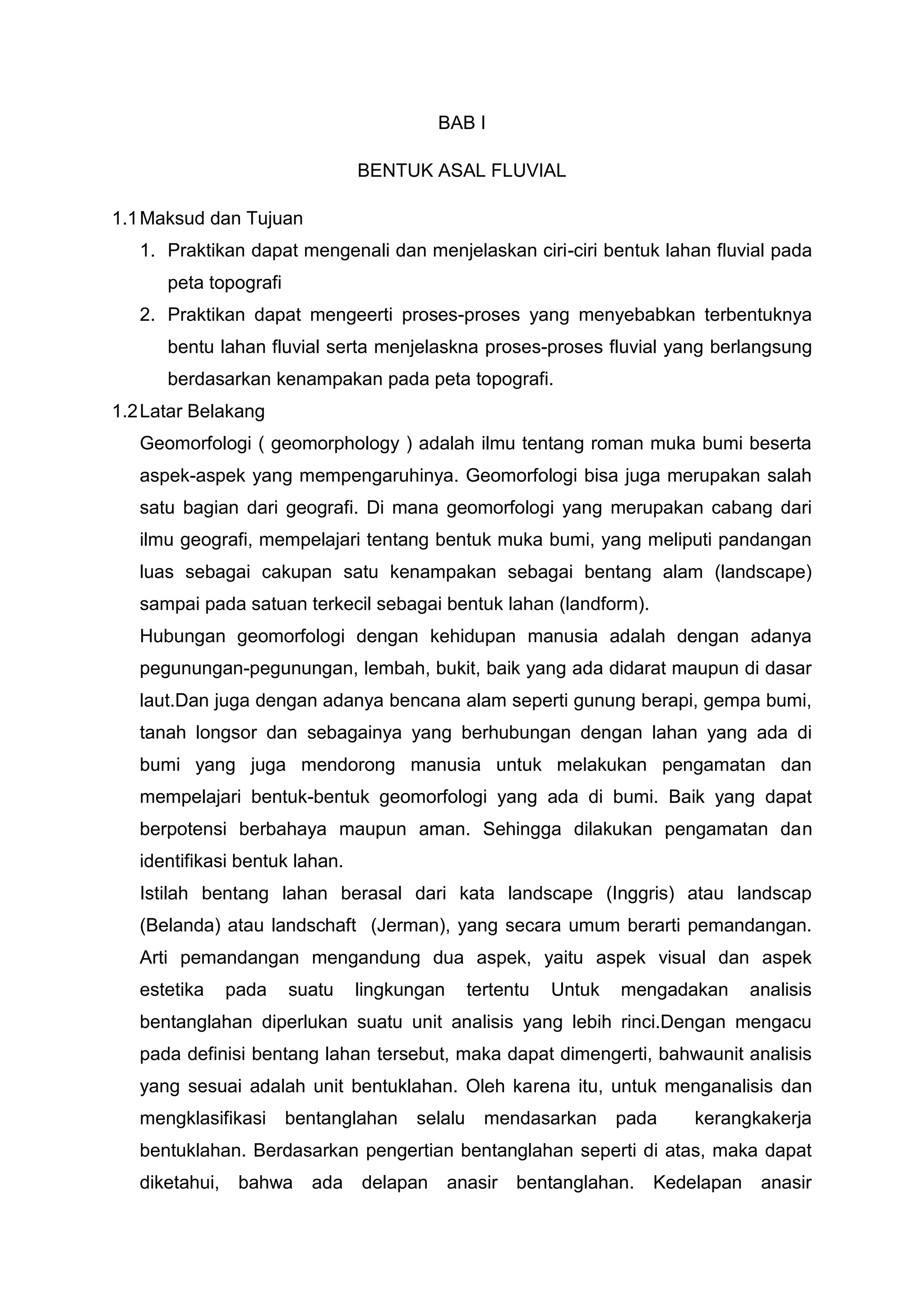 Bentuk asal fluvial | DOCX