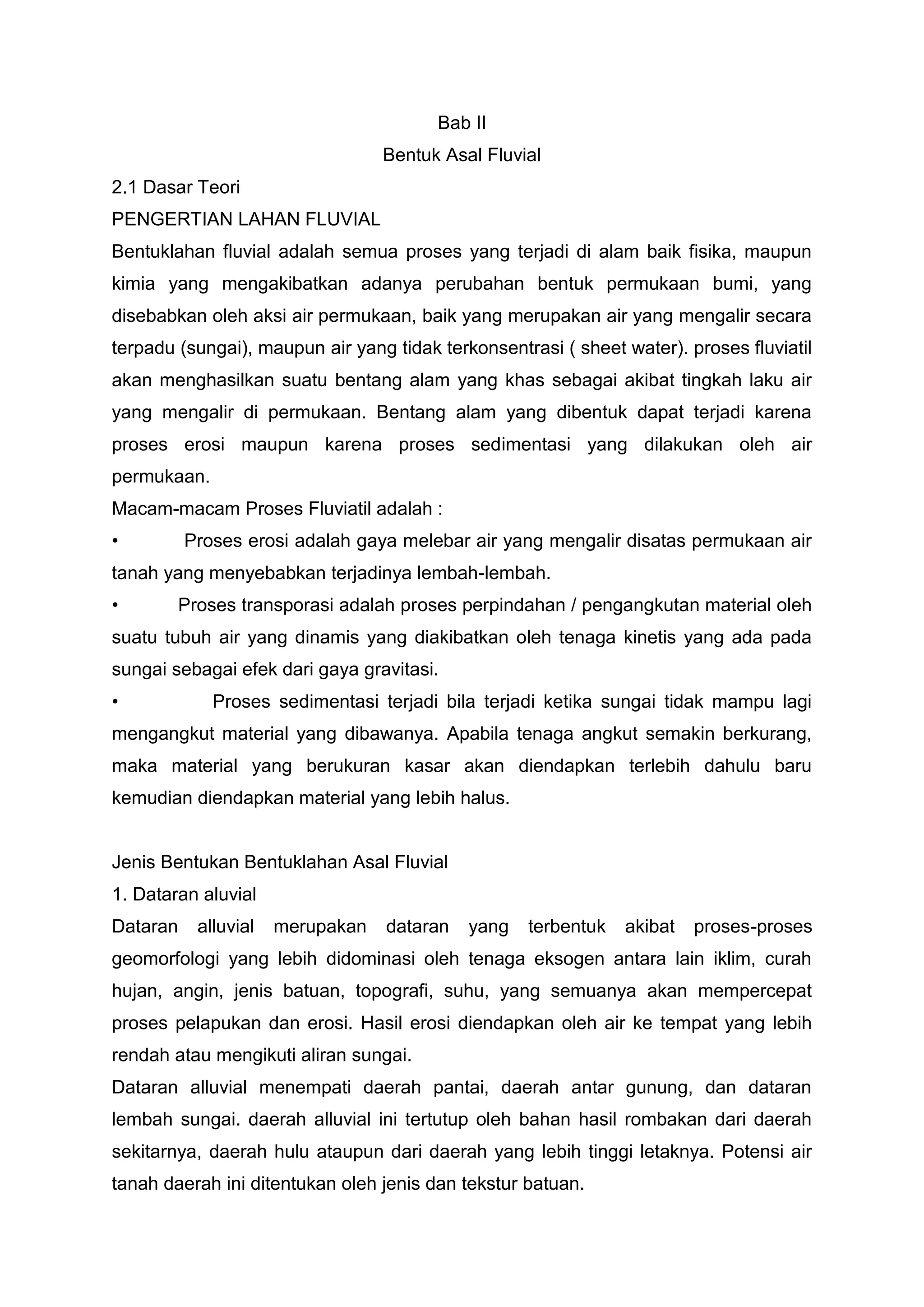 Bentuk asal fluvial | DOCX