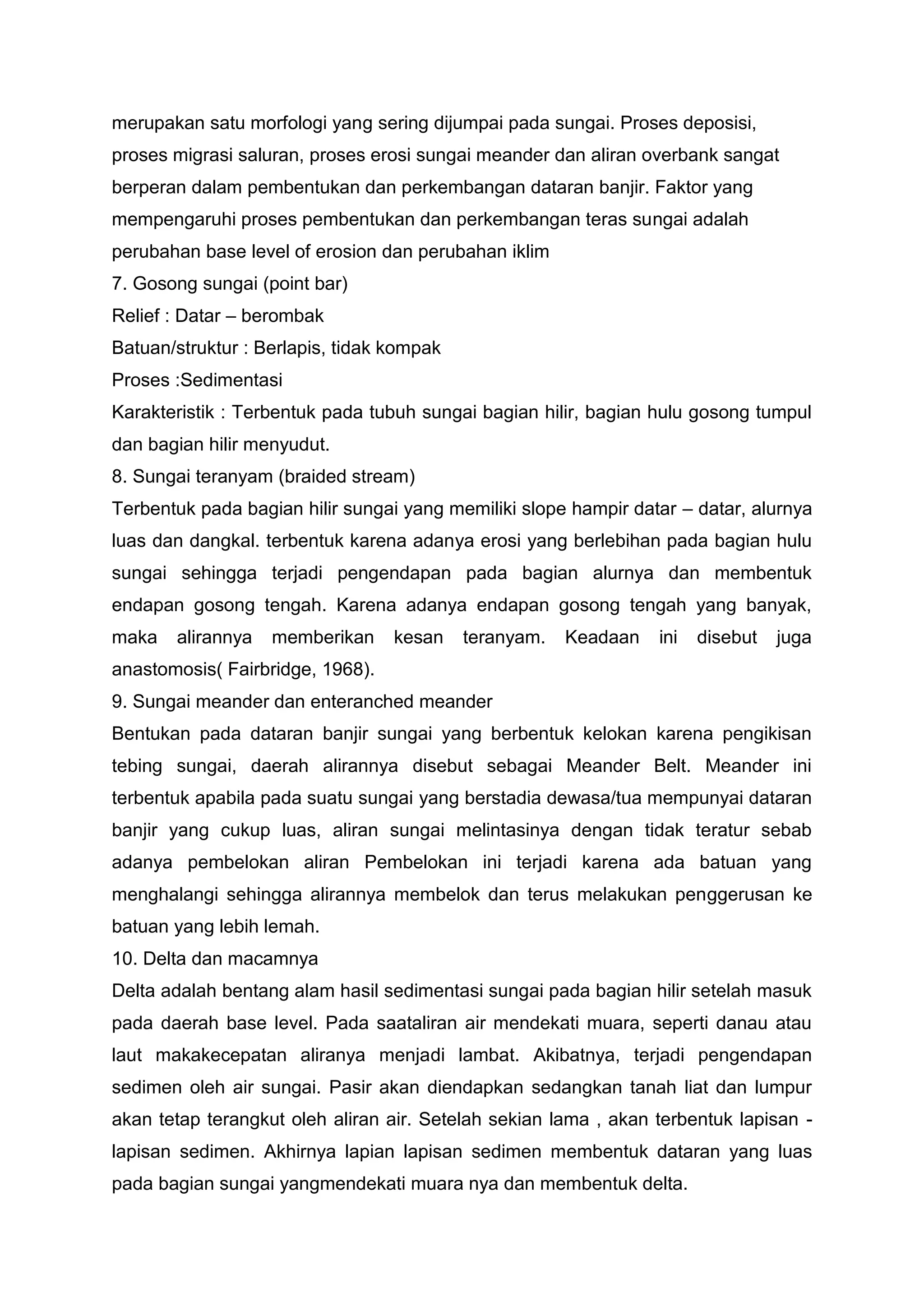 Bentuk asal fluvial | DOCX