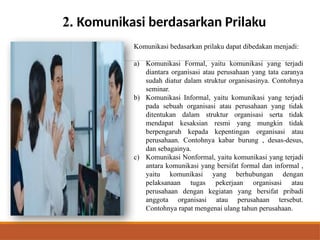 Komunikasi hadir dalam berbagai bentuk dan jenis, masing-masing memiliki karakteristik dan ...
