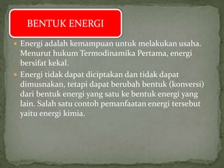 Bentuk energi dan bahasa termodinamika | PPT