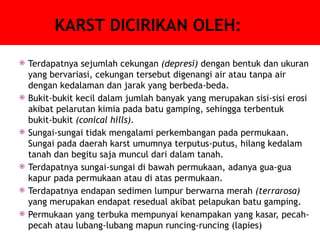 Bentuk Lahan Asal Kars geomorfologi indonesia | PPTX