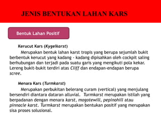 Bentuk Lahan Asal Kars geomorfologi indonesia | PPTX