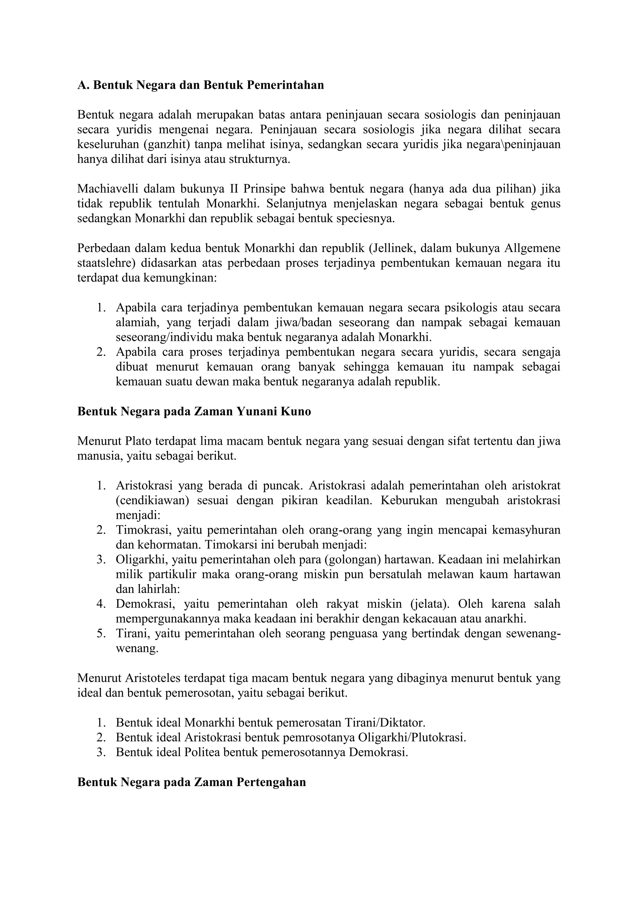 Bentuk Negara Dan Pemerintahan Pdf