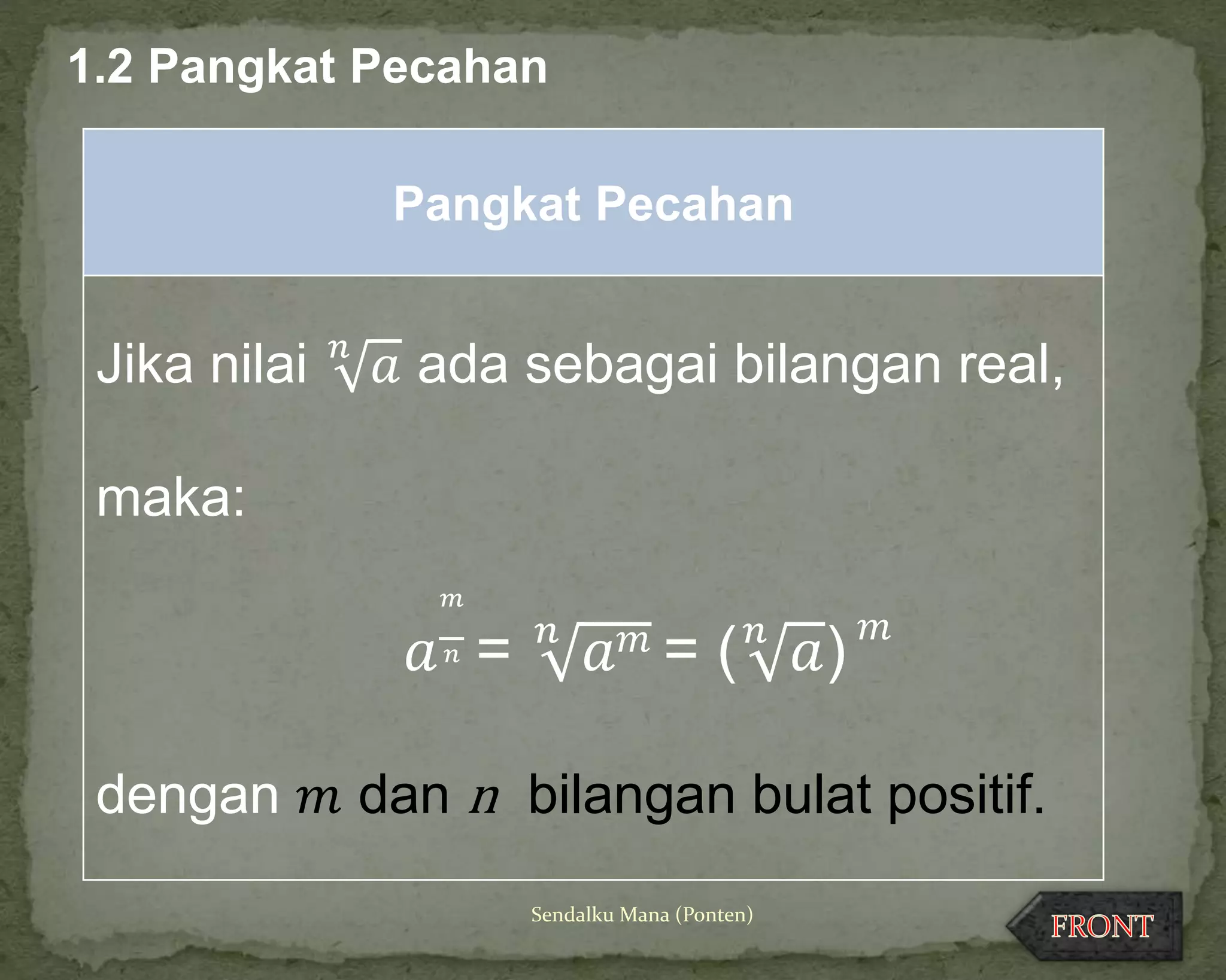 Bentuk pangkat, akar, dan logaritma | PPTX