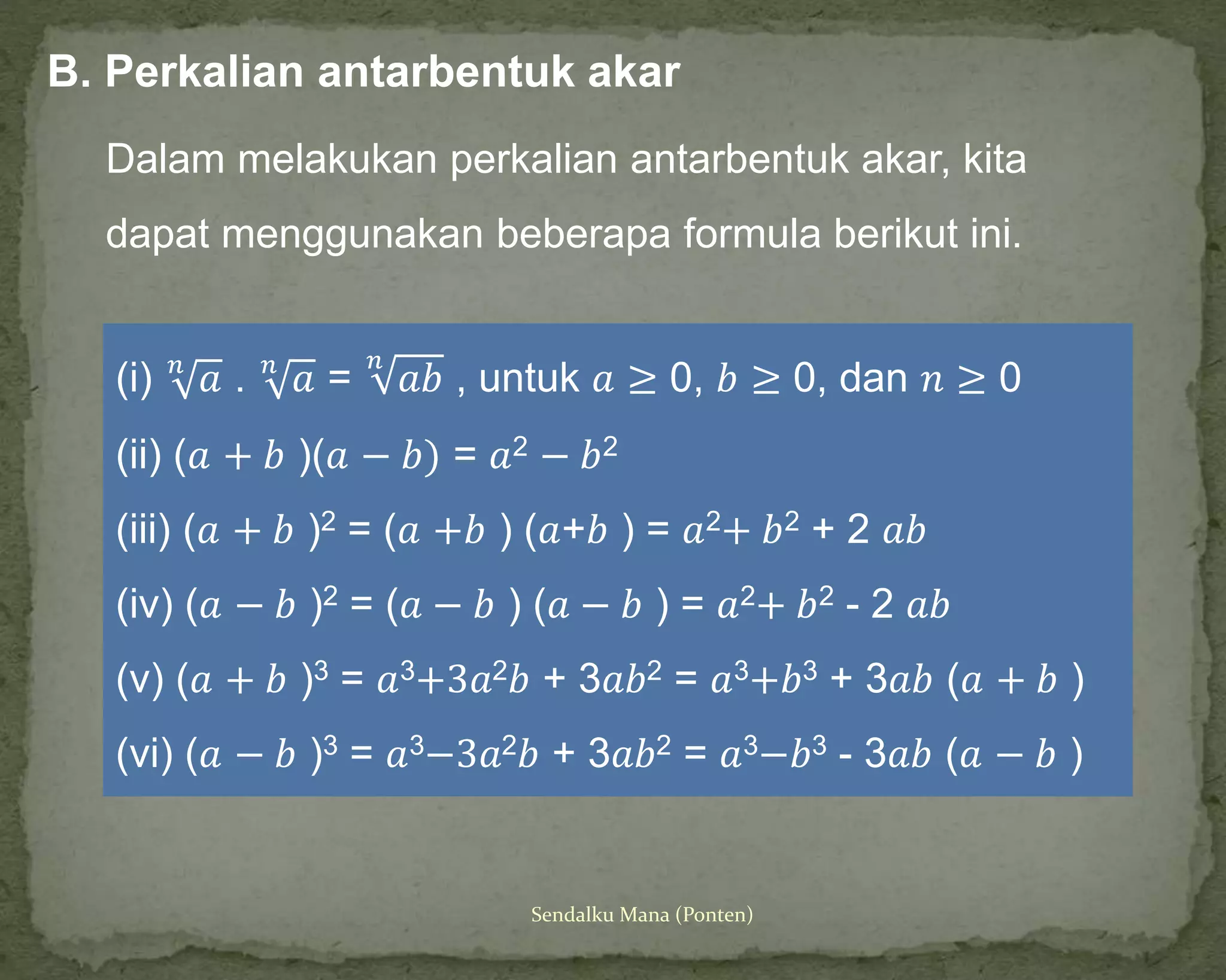 Bentuk pangkat, akar, dan logaritma | PPTX