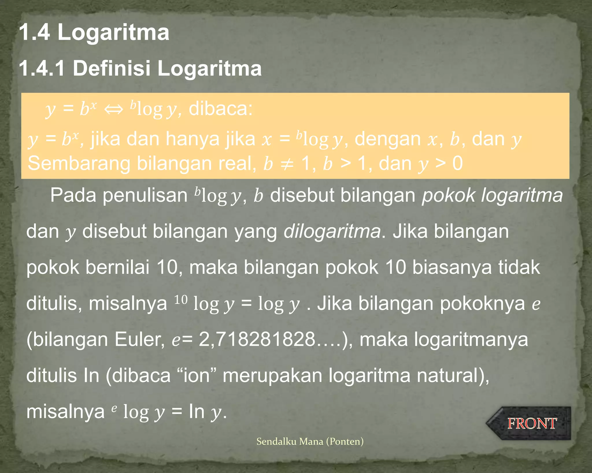 Bentuk pangkat, akar, dan logaritma | PPTX