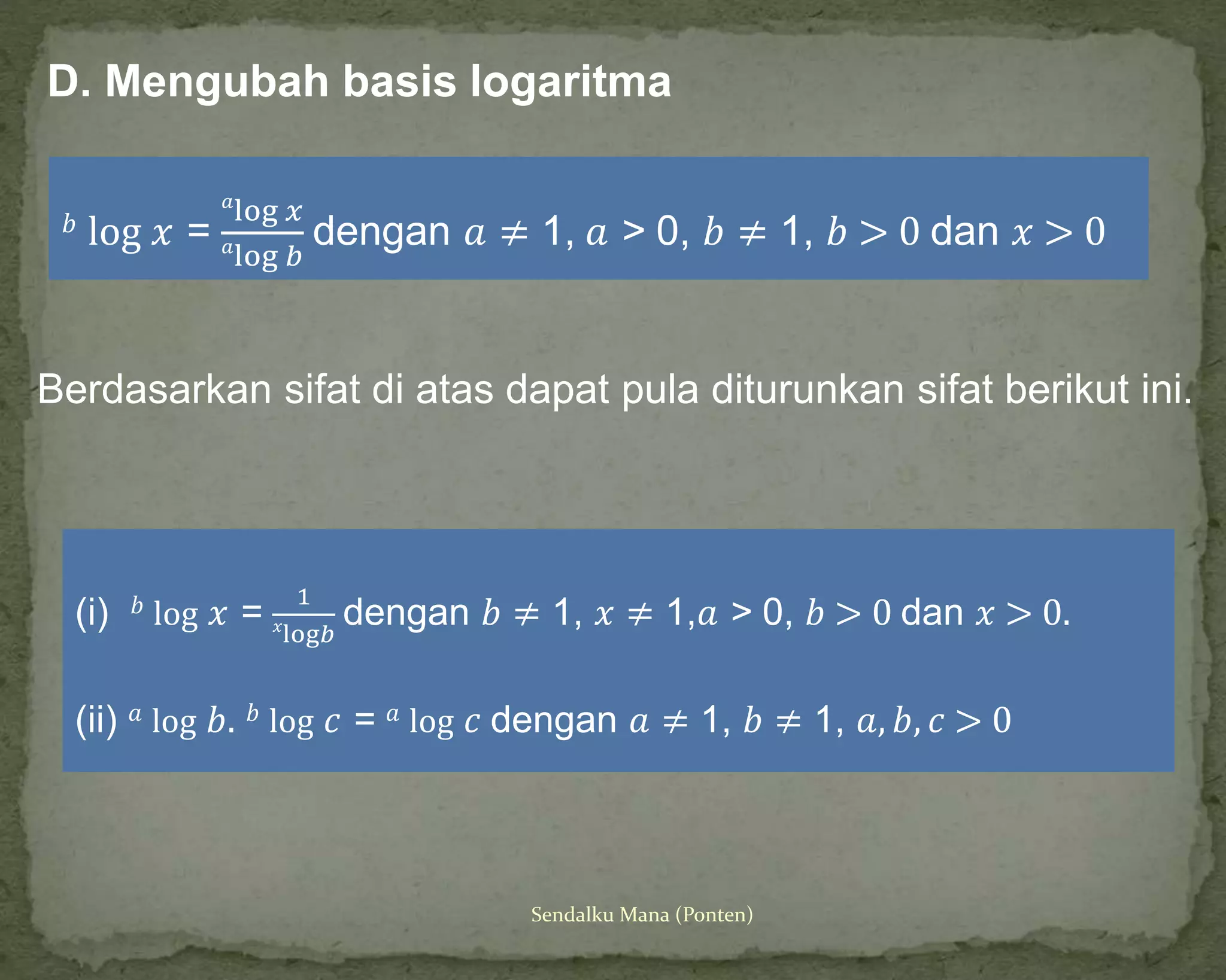 Bentuk pangkat, akar, dan logaritma | PPTX