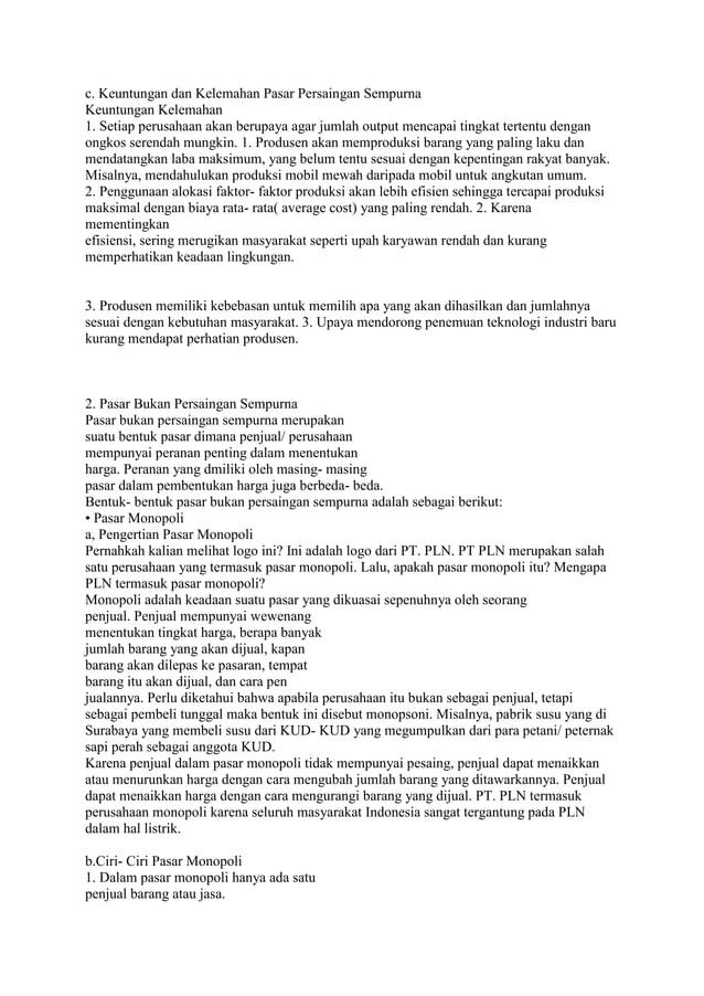 Bentuk pasar barang | DOCX
