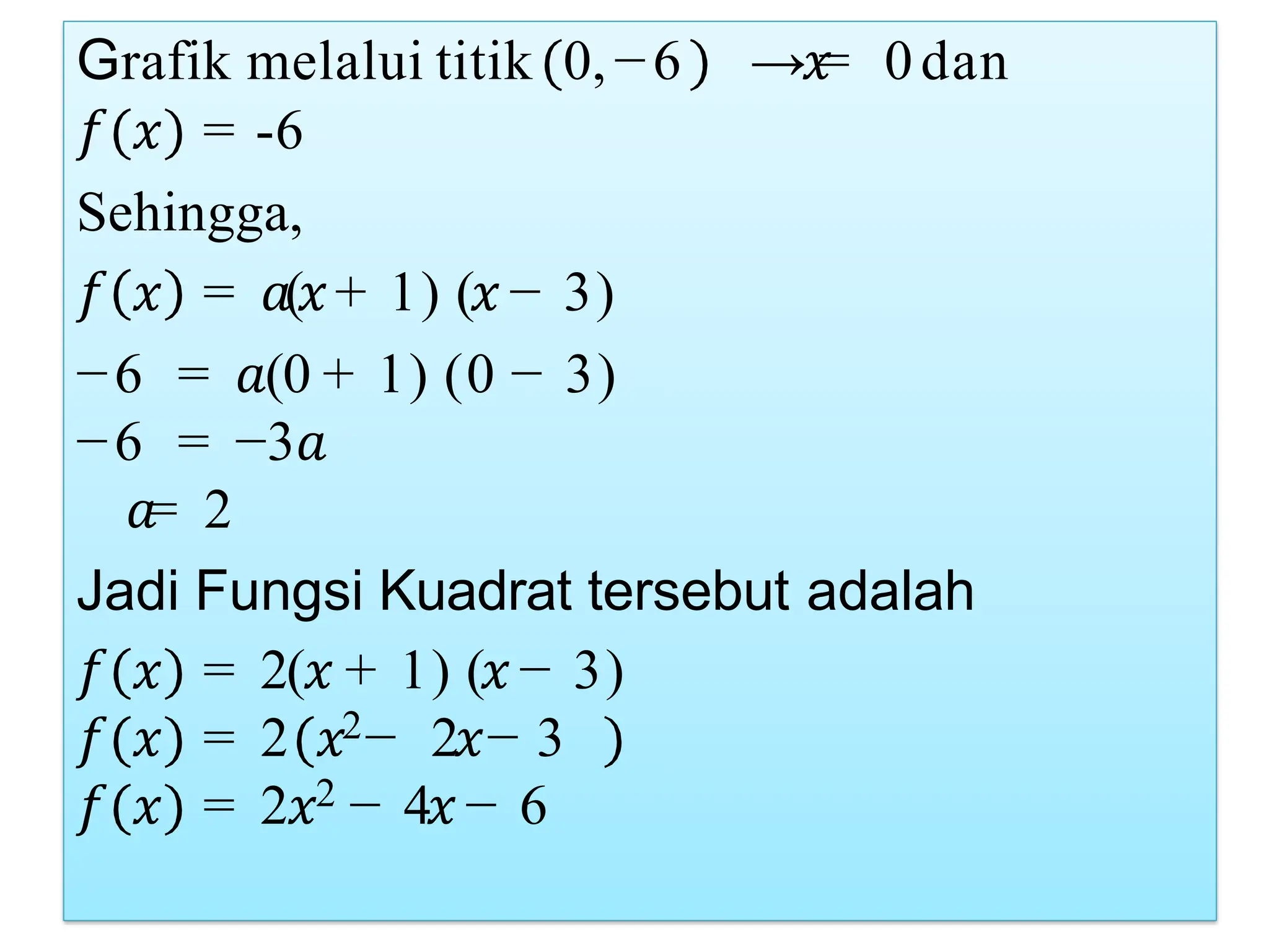 Bentuk Persamaan Fungsi Kuadrat dalam materi dasar pada kelas 9.pptx