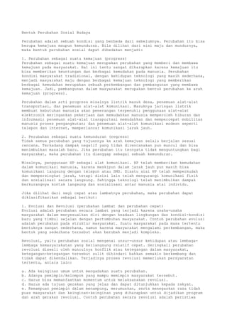 Bentuk perubahan sosial budaya | PDF