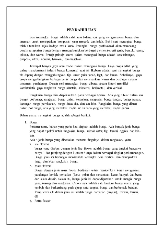 Perencanaan Merangkai Bunga Bentuk T terbalik | DOCX