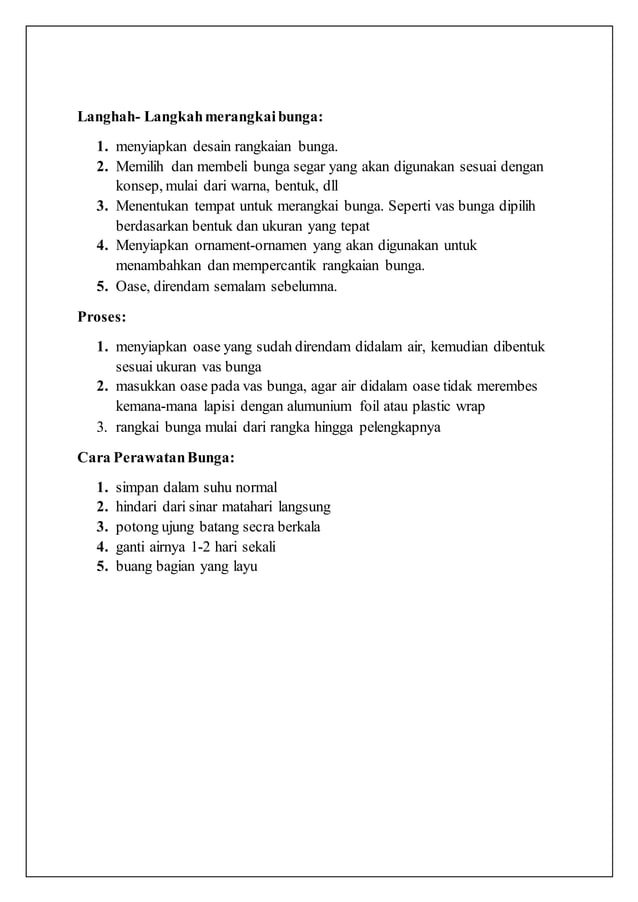 Perencanaan Merangkai Bunga Bentuk T terbalik | DOCX