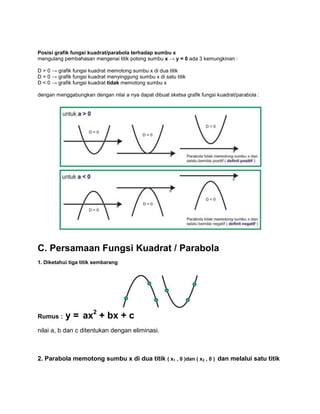 Bentuk umum dan sifat parabola | DOCX