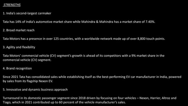 SWOT analysis of tata motors in business environment | PPT