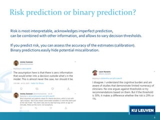 Calibration of risk prediction models: decision making with the lights ...