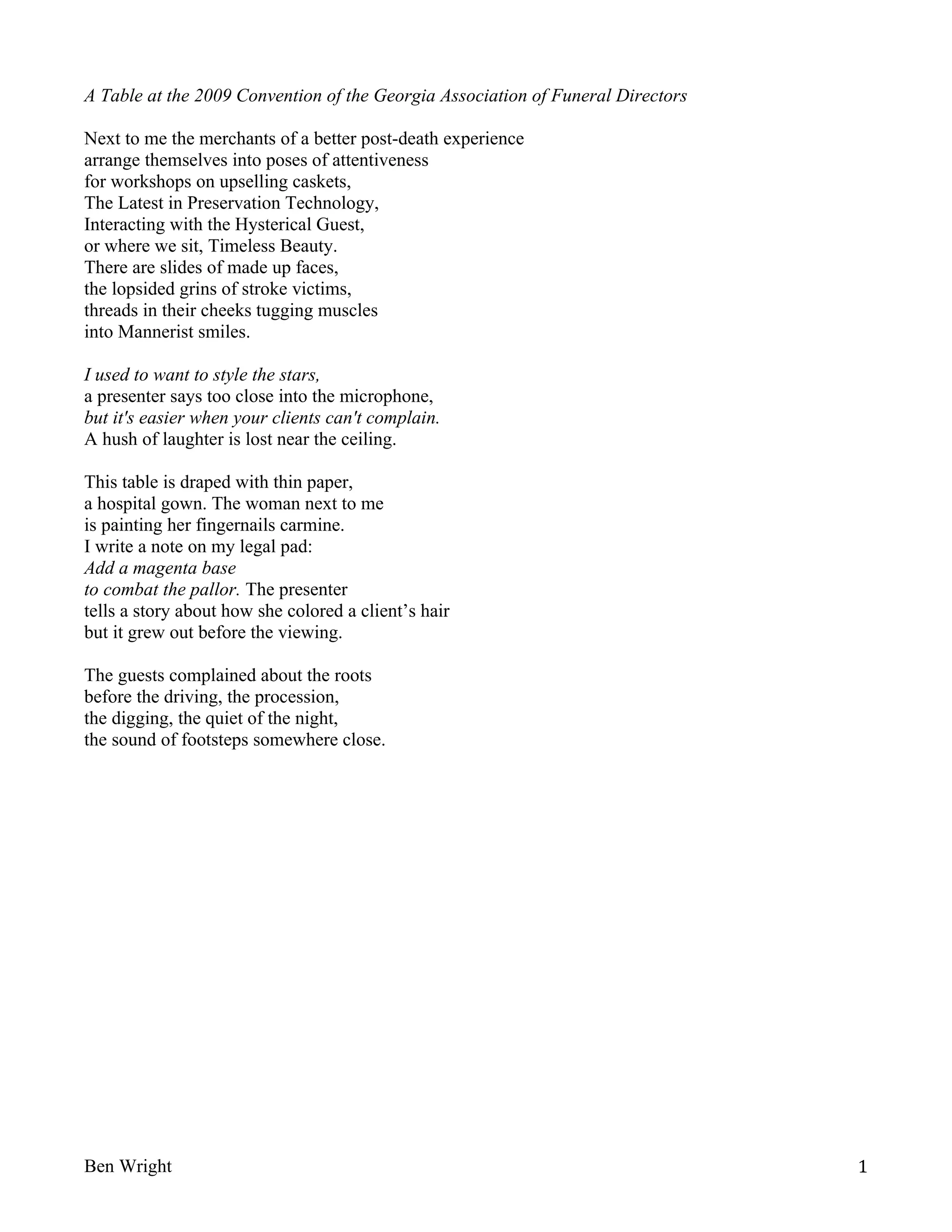 Ben Wright Poetry Portfolio | DOC