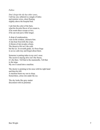 Ben Wright Poetry Portfolio | DOC | Funeral | Personal Celebrations ...